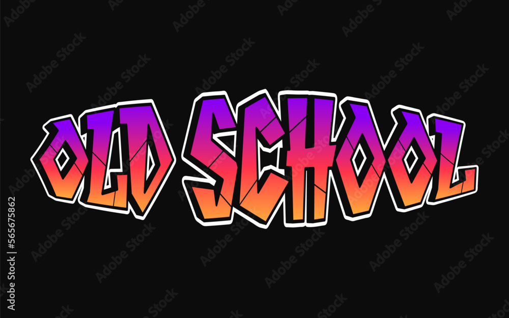 Old School word trippy psychedelic graffiti style letters.Vector hand ...