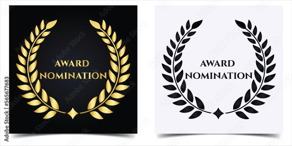 Golden and black award laurel wreaths, laurel wreath film award luxury ...