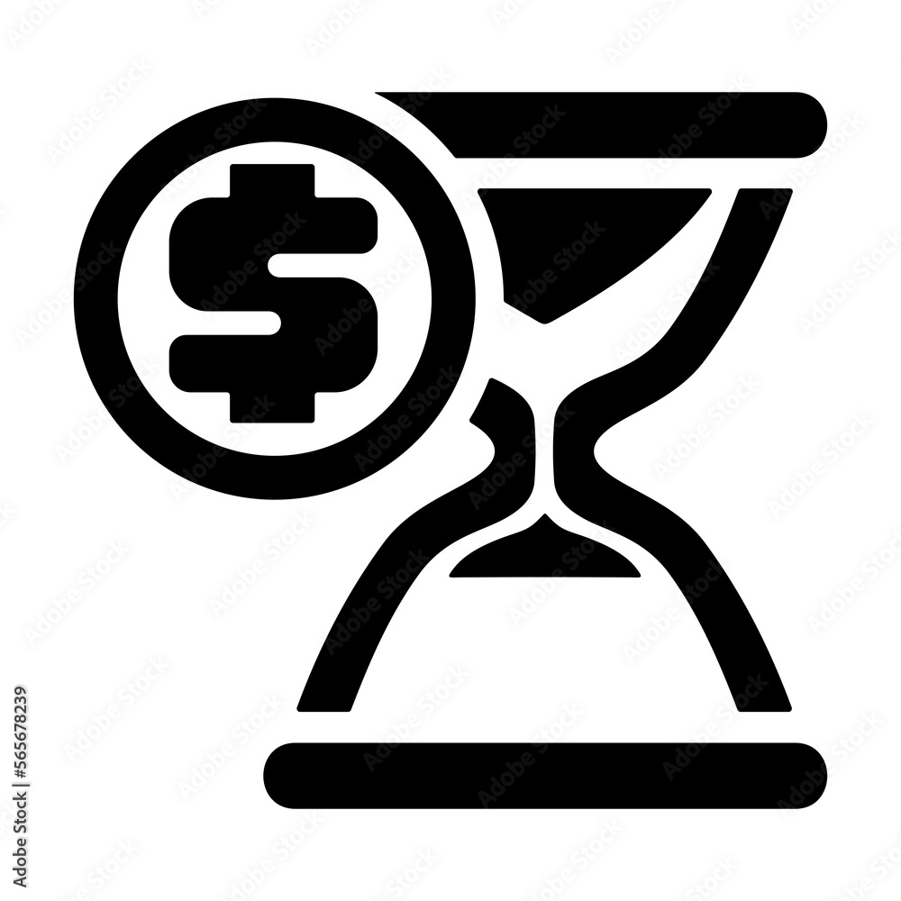 Time is Money Dollar Icon, Dollar Clock Icon, Money and Time Symbol ...