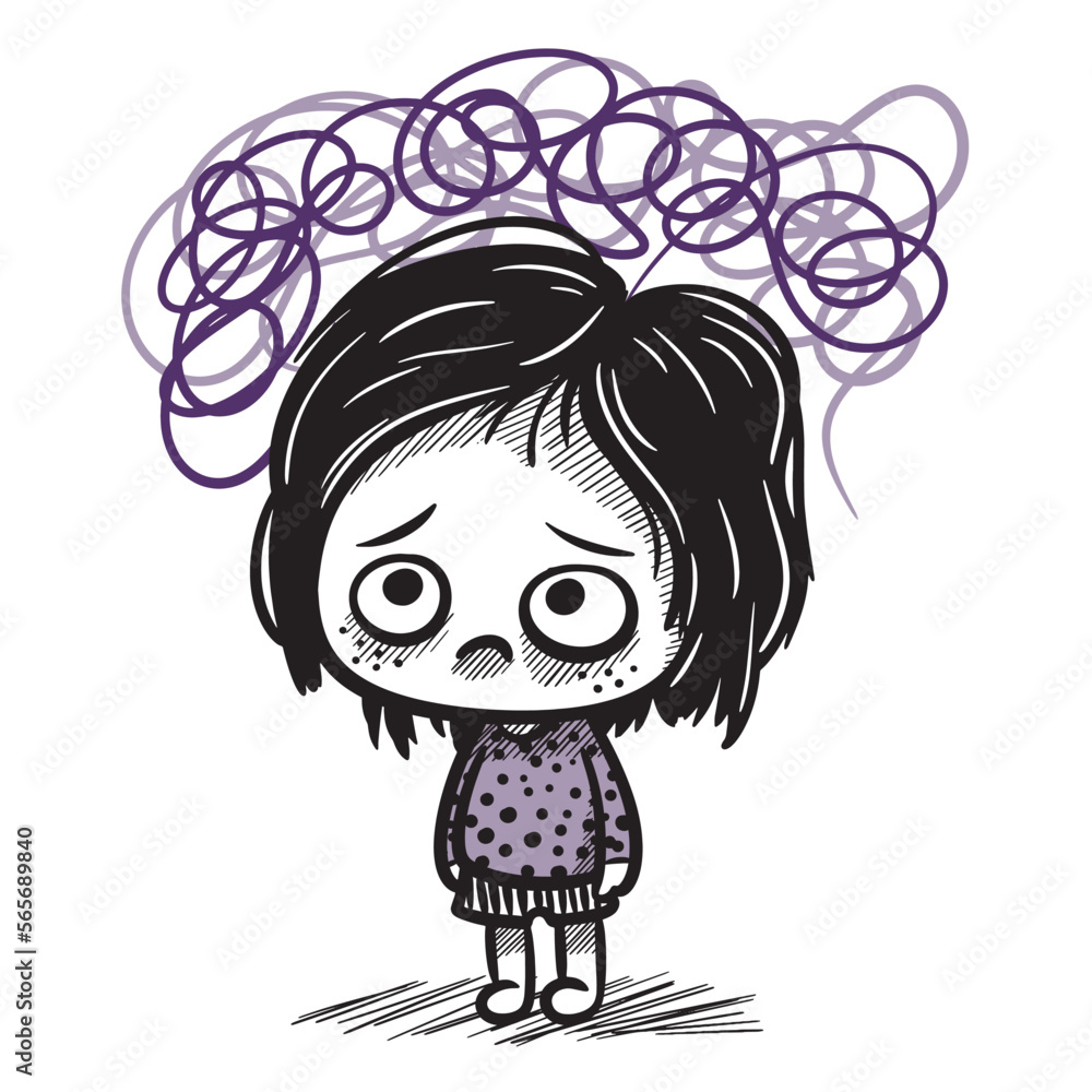 Children’s Mental Disorders vector illustration. A child with mental ...