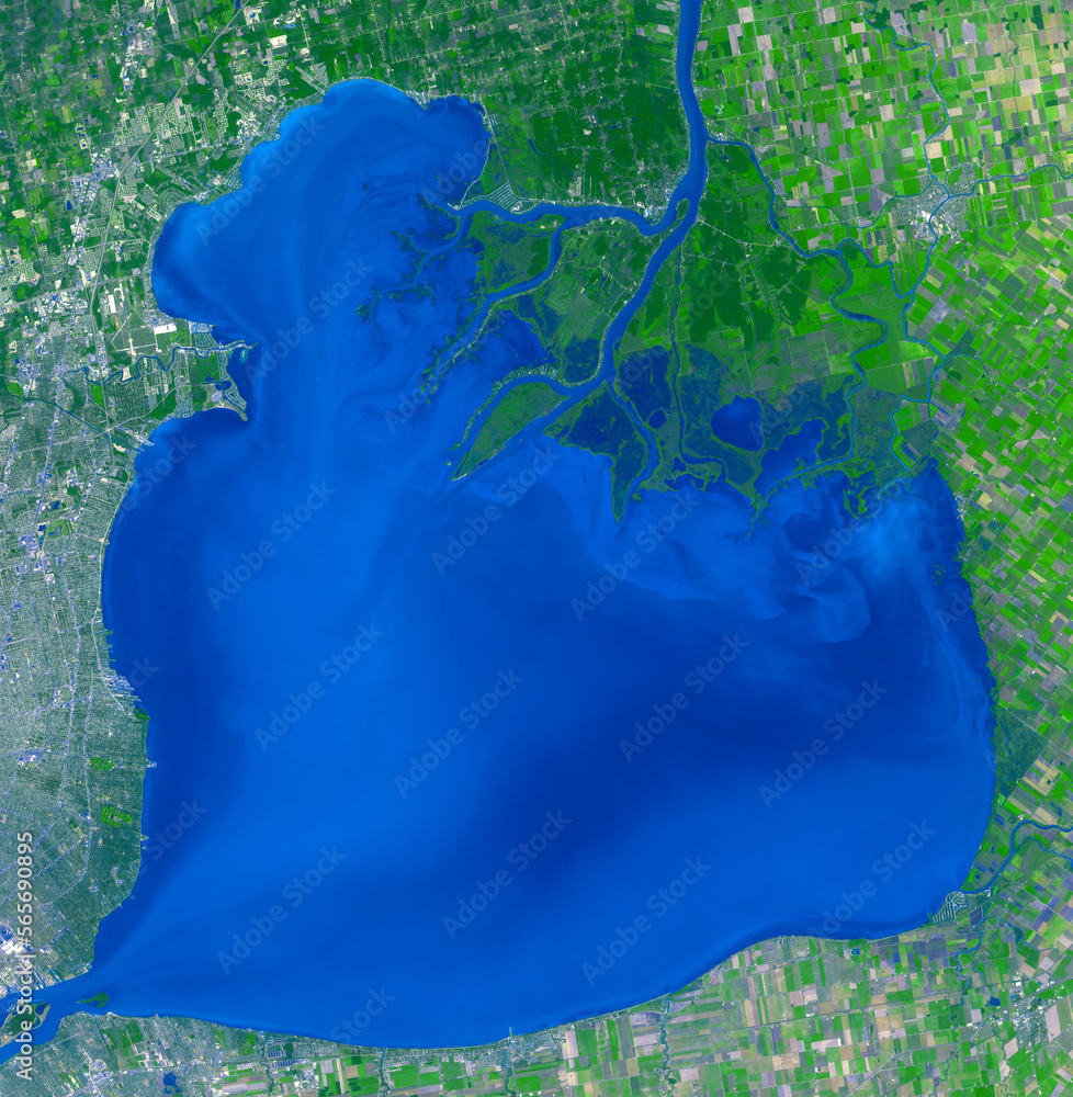 Lake St. Clair, US and Canada. Aerial view of a Lake. Earth landscape ...