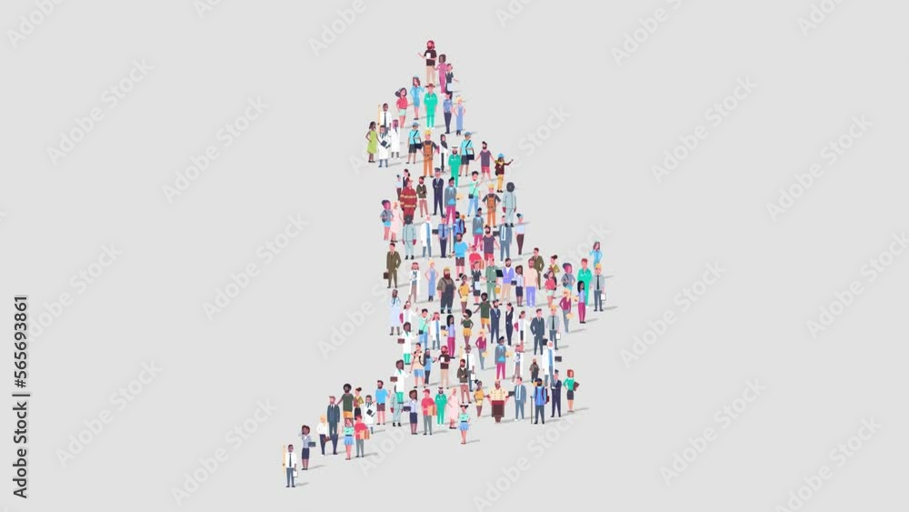 Vidéo Stock England Population Creative Concept on United Kingdom Map ...