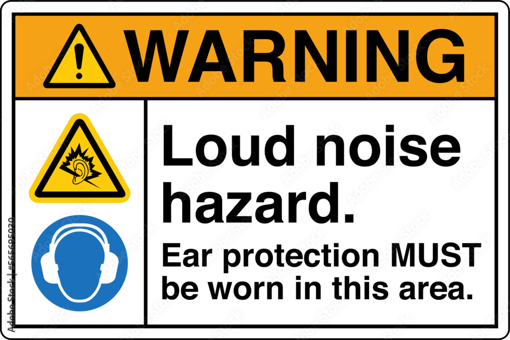 Safety Sign Marking Label Symbol Pictogram Standards Warning Loud noise ...