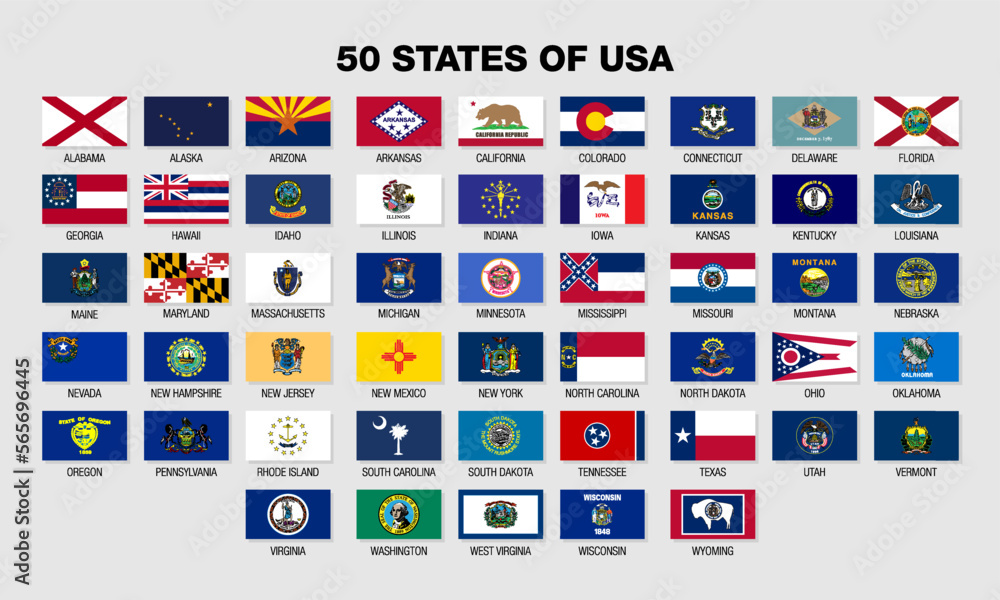 USA State Collection Design Template. States Flag of United States of ...
