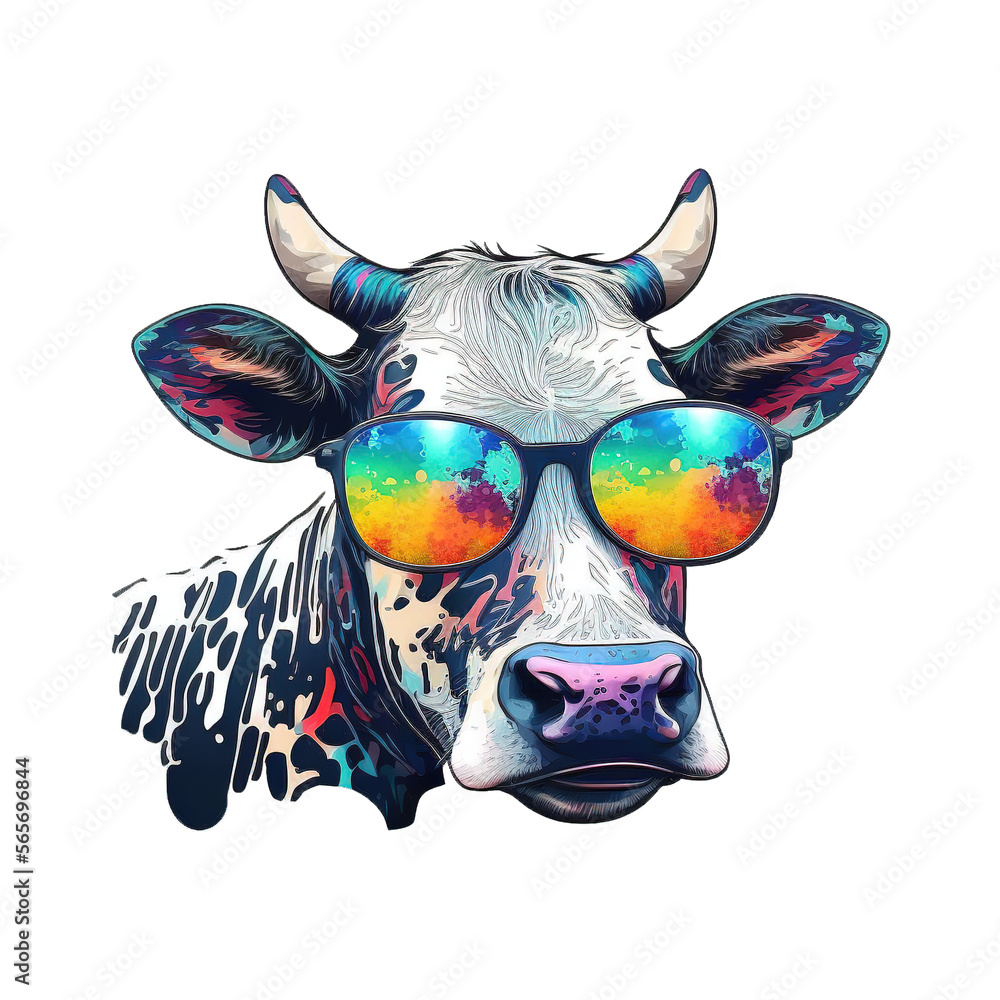 Cute Cow Sticker Design Generative AI Stock Illustration | Adobe Stock