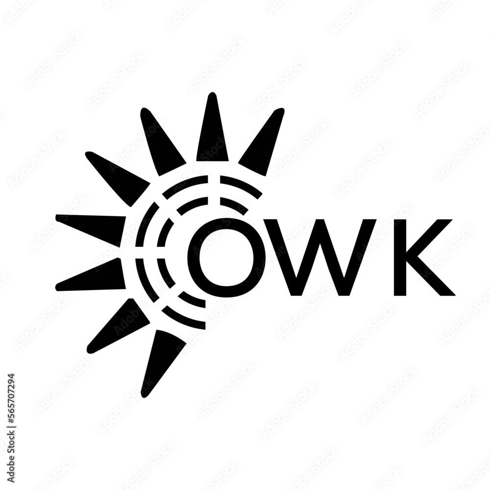 OWK letter logo. OWK image on white background and black letter. OWK ...