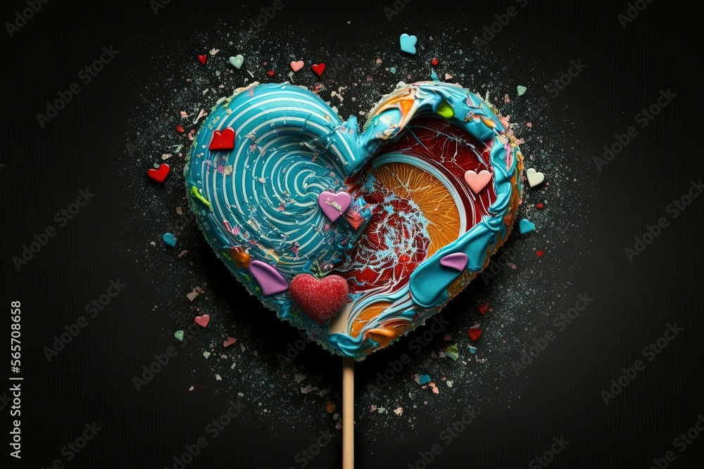 Broken heart lollipop Stock Illustration | Adobe Stock