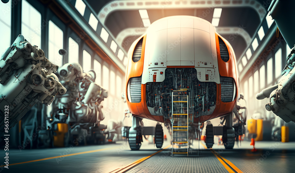 Military factory production modern weapon army drone. Industry line of ...