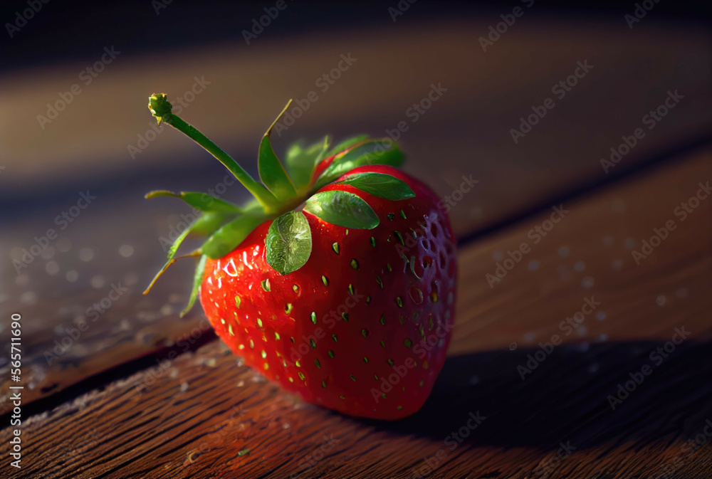 A close-up of a freshly picked and ripe strawberry with a shallow depth ...