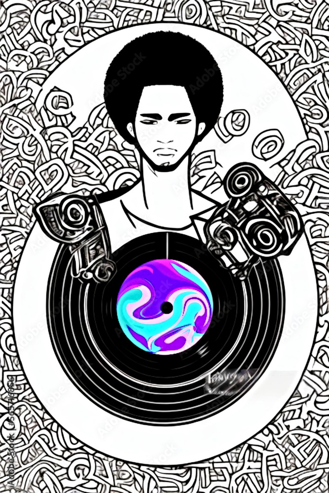 Soul Dj design with symbolic vinyl record with central label in ...