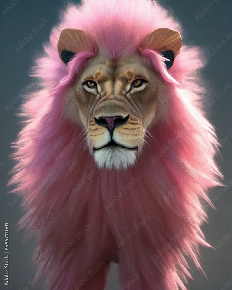 Comic Cartoon Drawing of a queer Lioness lion with pink hair (in german ...