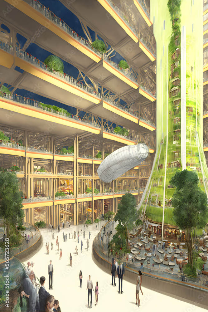atrium of indoor city designed by philippe starck hug Stock ...