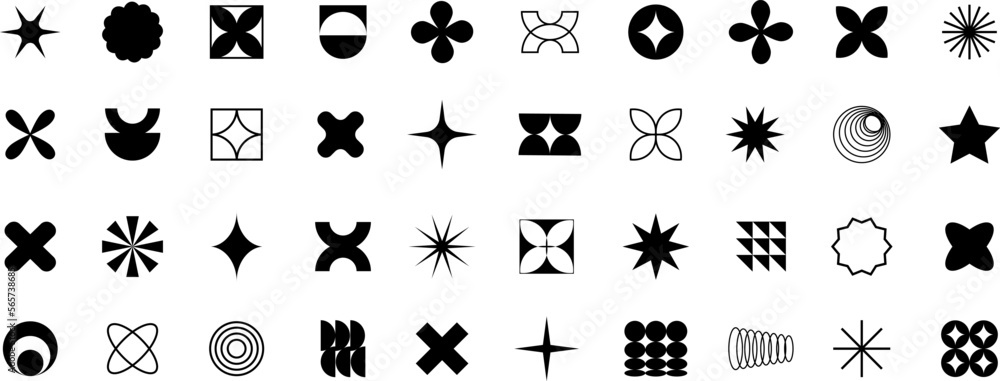 Set of geometric brutalism shapes.Abstract geometric brutalist elements ...