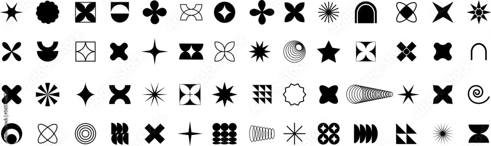 Set of geometric brutalism shapes.Abstract geometric brutalist elements ...