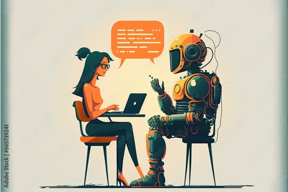 Artificial intelligence chat, anthropomorphic robot artificial ...