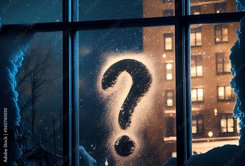 question mark in frost on a window, ai Stock Illustration | Adobe Stock