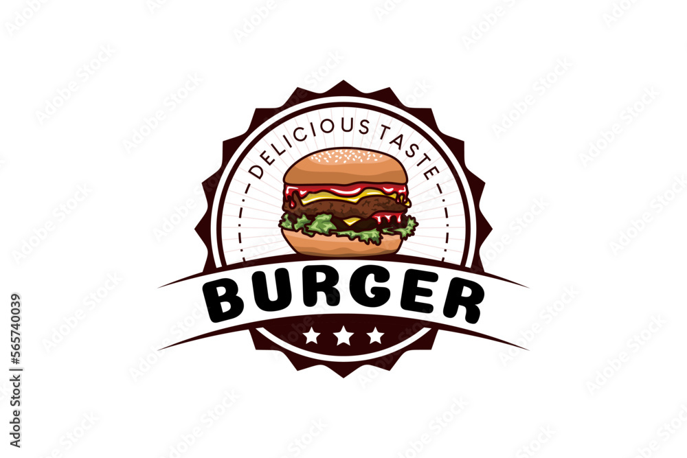 Art retro burger logo template design Stock Vector | Adobe Stock