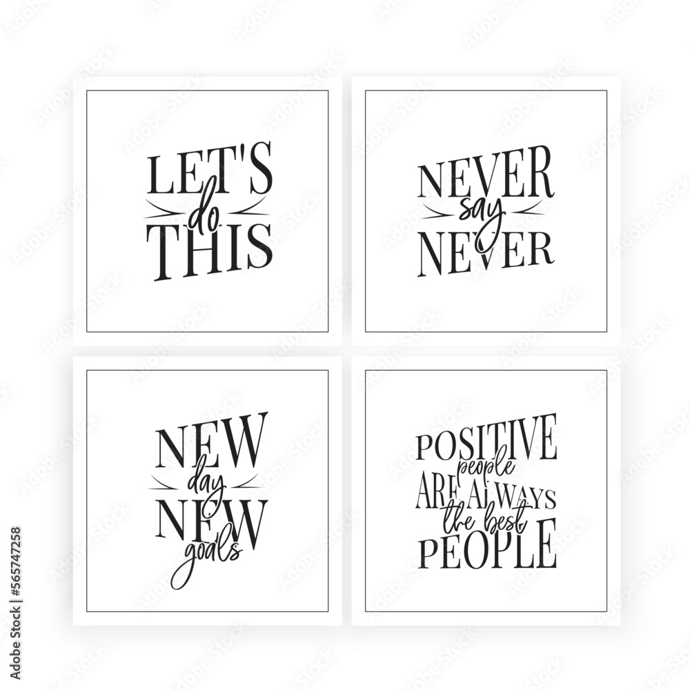 Positive poster design set, vector. New day new goals. Positive people ...