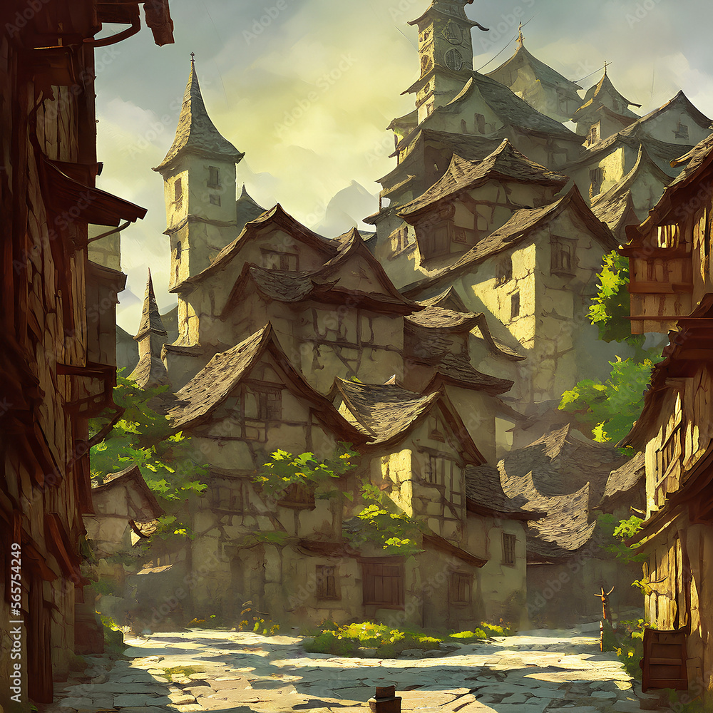 Suburb Cluster (Medieval) 01- Background for Level Design, RPG and ...