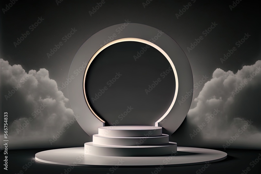 On a stage bathed in moonlight, a black moon podium serves as a ...