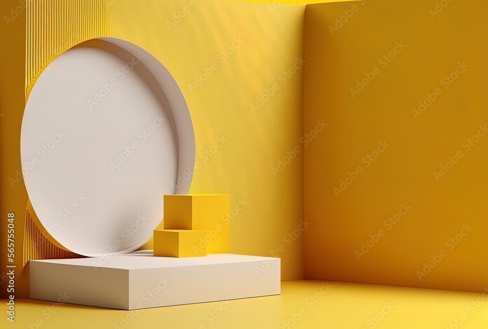 Simple yellow stage backdrop for fashion show or contemporary studio ...