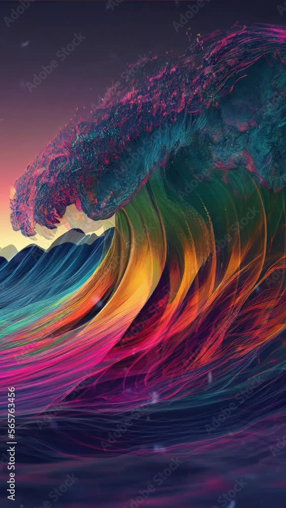 Trippy Iridescent Waves for surreal music visualizer, THC ad background ...