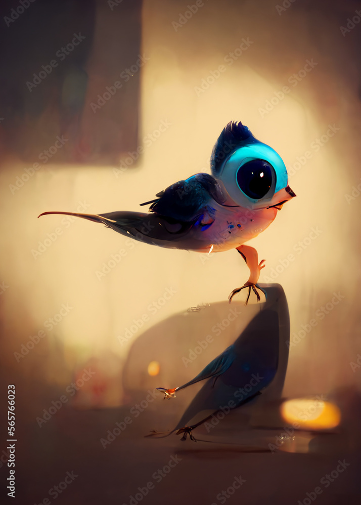 Cute, adorable cartoon, animation bird of a cinematic universe ...