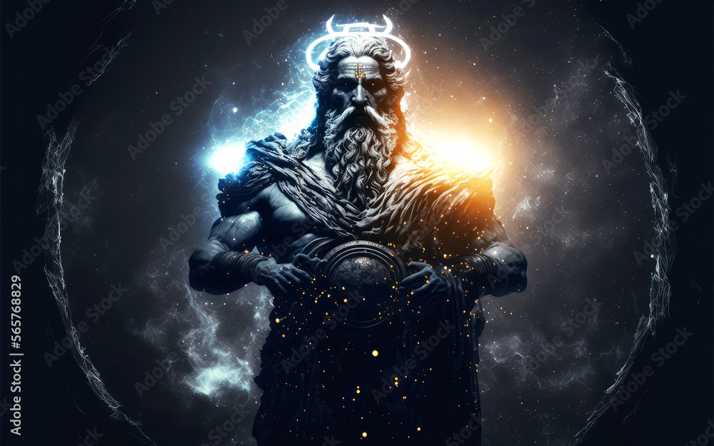 the primordial darkness embodying a greek god ,portrait of a person in ...