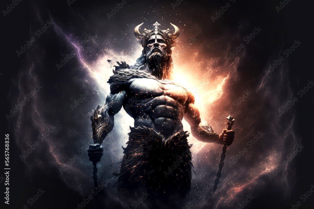 the primordial darkness embodying a greek god ,portrait of a person in ...