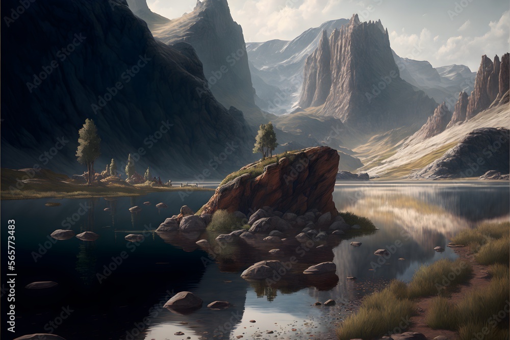 Stunning Landscape hyper realistic Zdzislaw centered concept art hyper ...