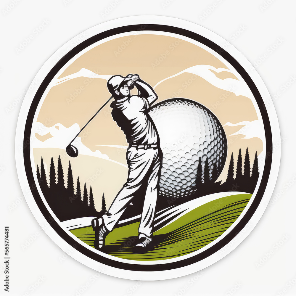 Sticker logo of a man playing golf Stock Illustration | Adobe Stock