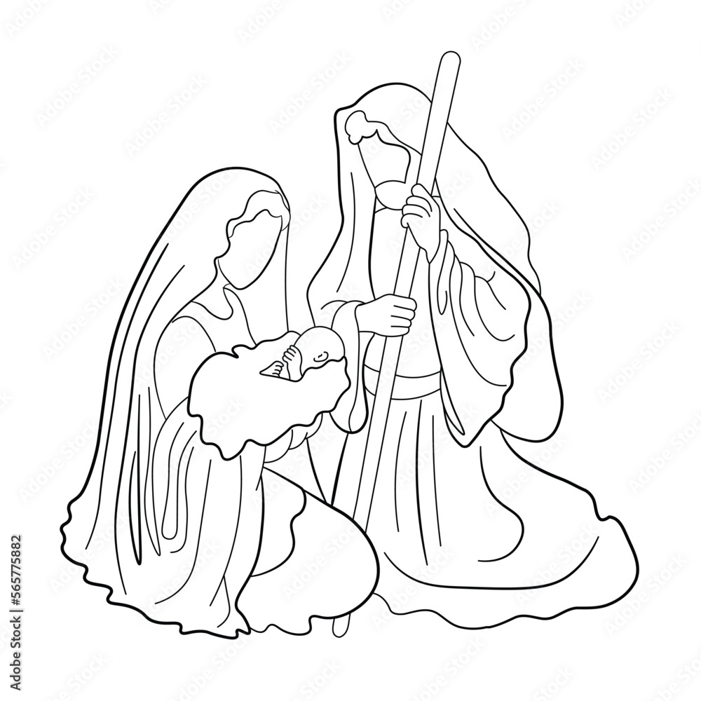 Jesus family line art Stock Vector | Adobe Stock