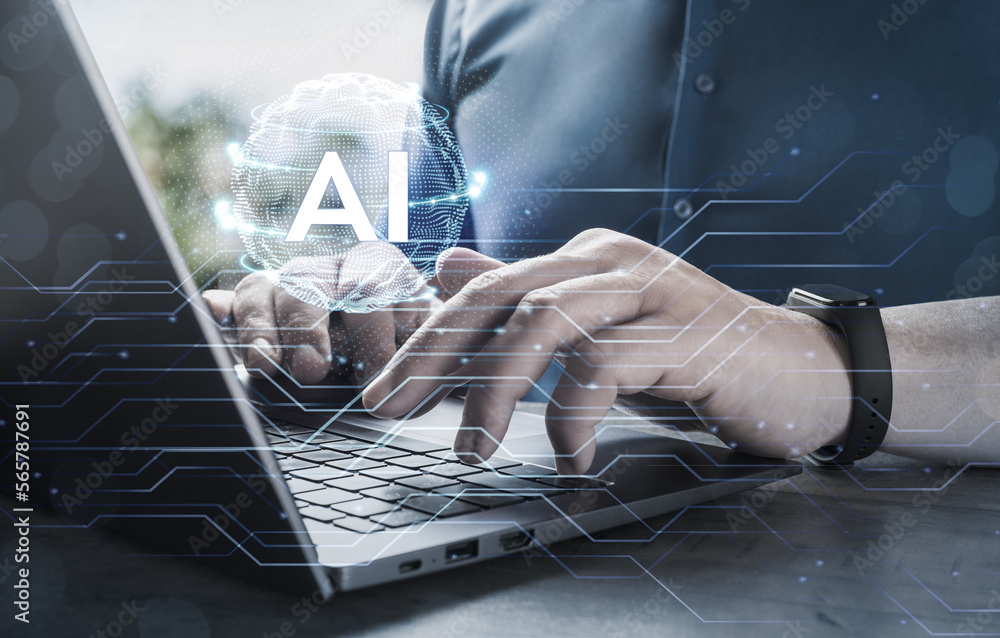 Futuristic business and coding software development on interface and ...