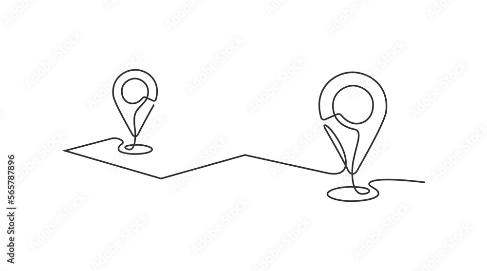 A continuous one line drawing of a google map view in an urban area ...