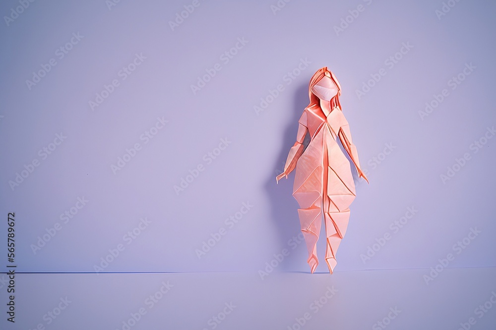 pink woman origami technique, paper, generated with artificial ...