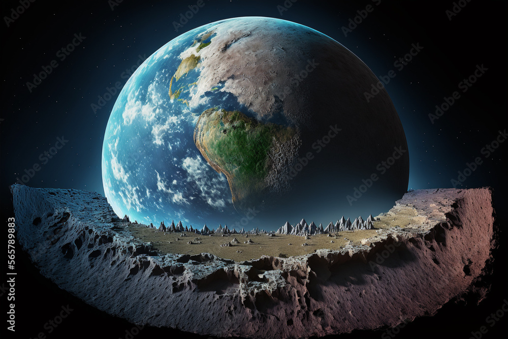 Planet Earth seen from the Moon's Surface ~ Created with Generative AI ...