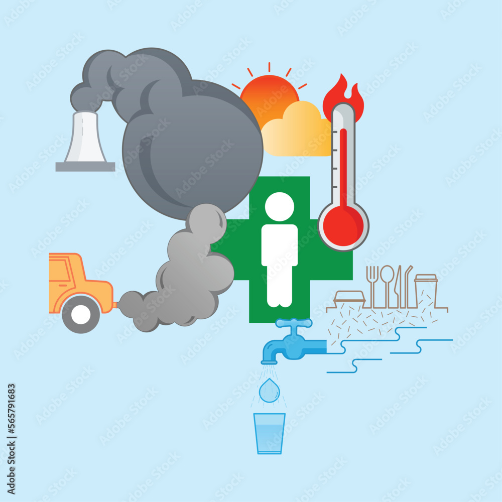 Infographic design of threat to human health. Human activities affect ...