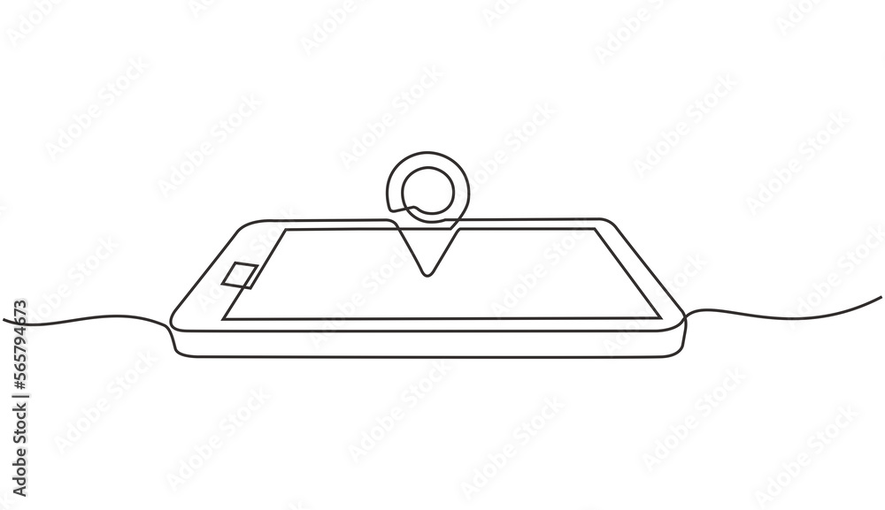 Draw one continuous line from a cell phone operating a Google map. a ...