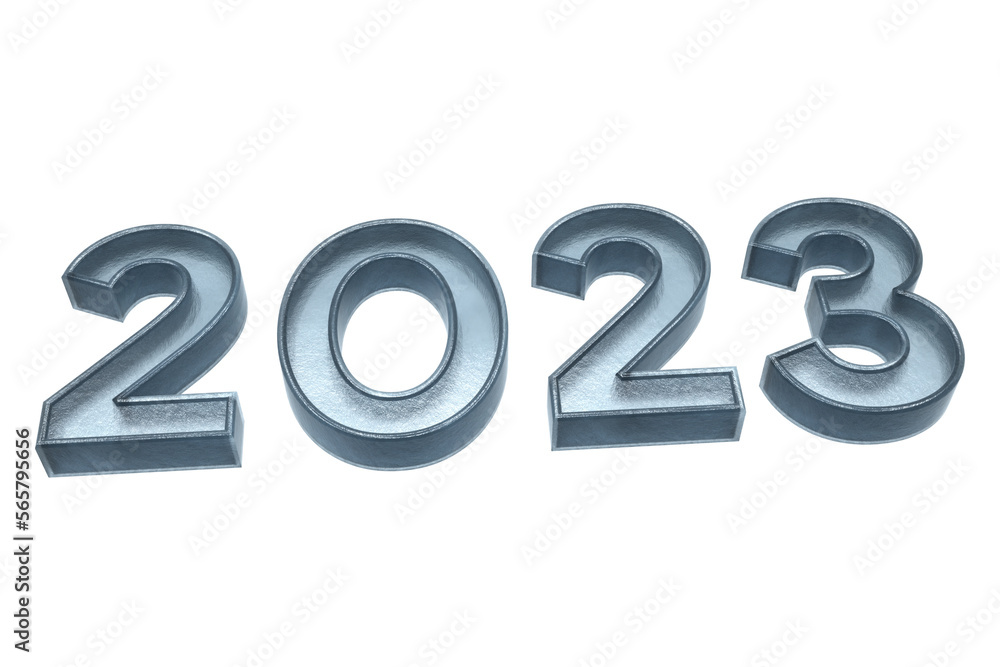 text 2023 blue color 3d illustration render. 2023 number text 3d with ...