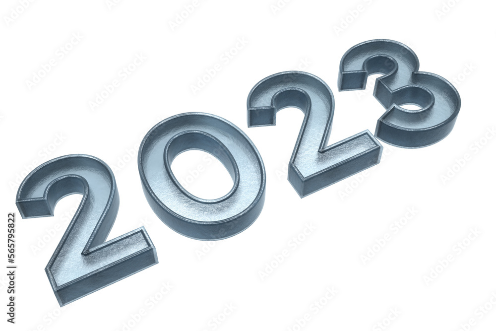 text 2023 blue color 3d illustration render. 2023 number text 3d with ...