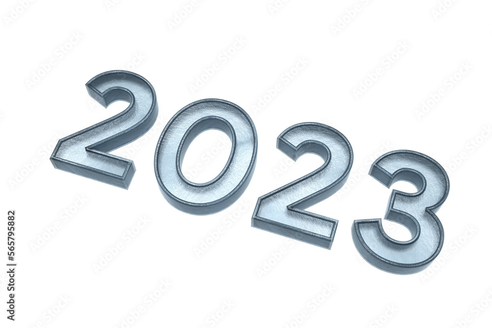 text 2023 blue color 3d illustration render. 2023 number text 3d with ...