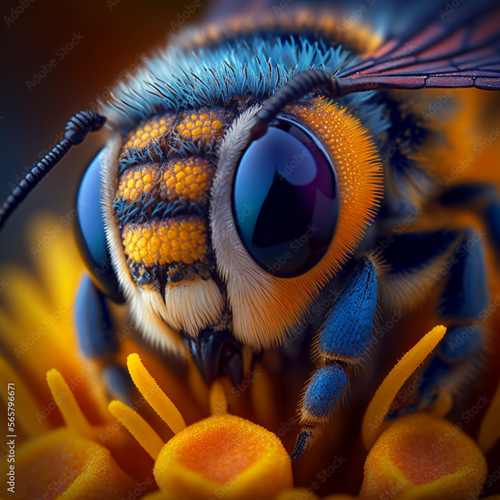 bee on blue background Stock Illustration | Adobe Stock