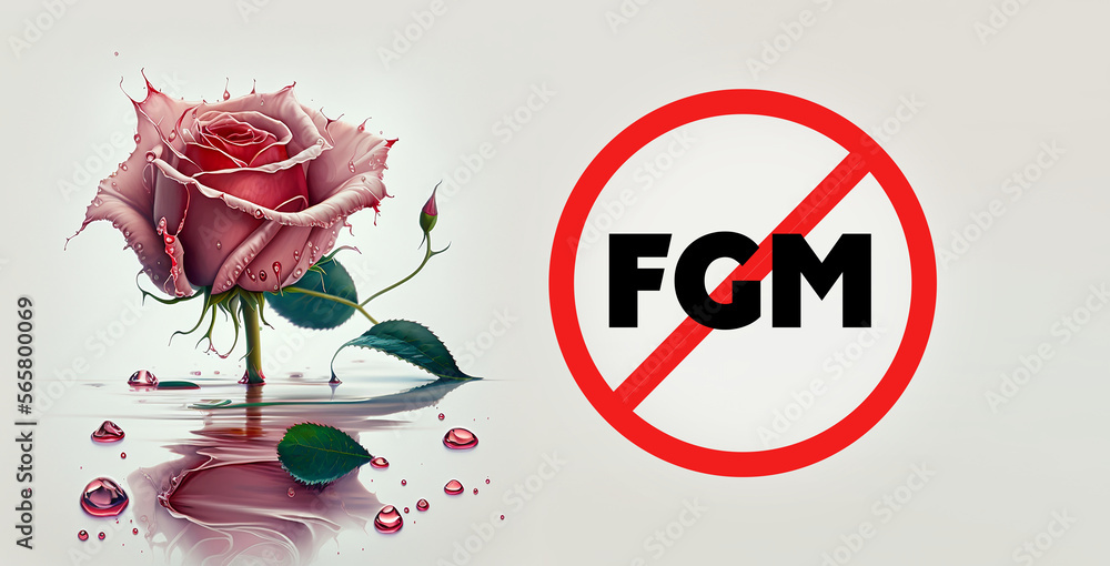 pink rose with blood, concept. international day February 6 - Zero ...