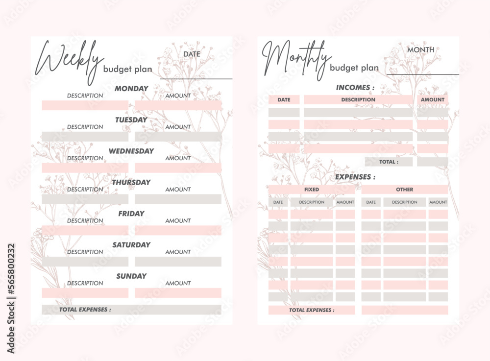 Daily and weekly planner template set of planner and to do list. Stock ...