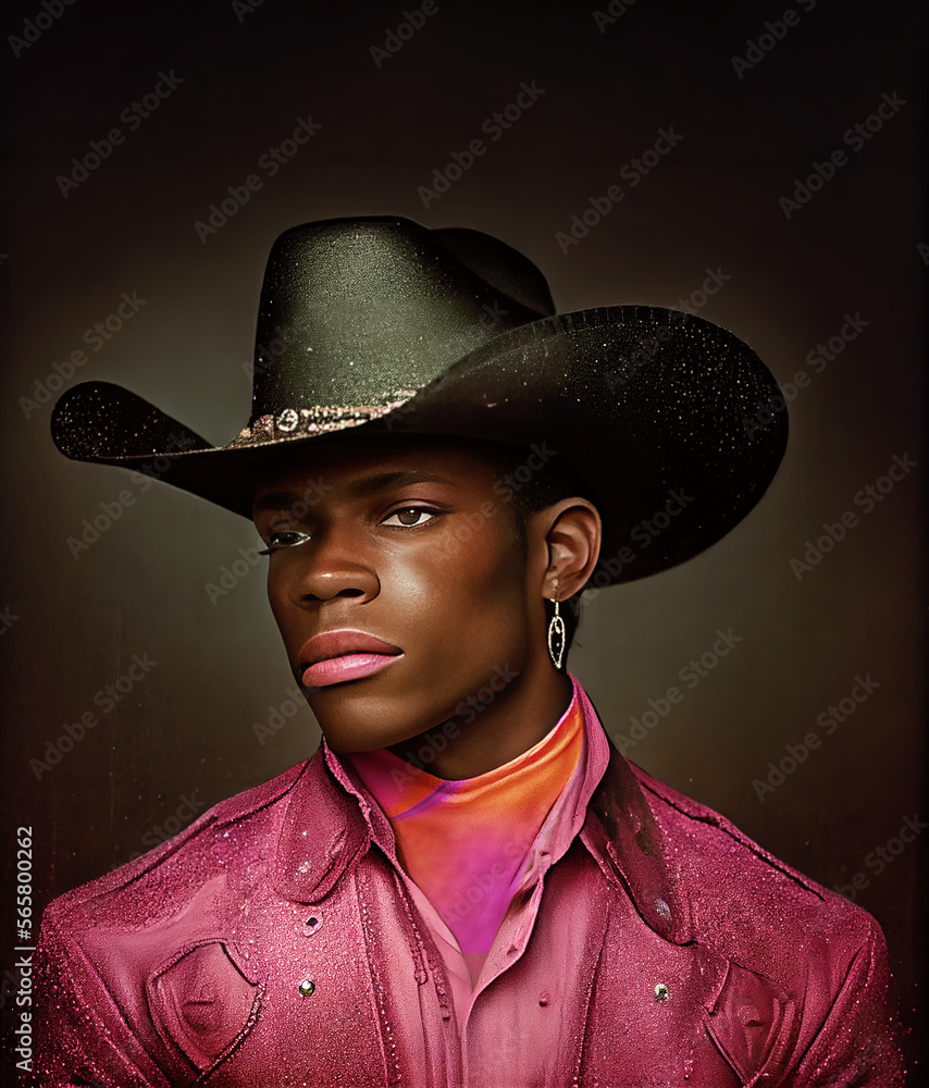 Foto de Breaking Stereotypes: Glitter-clad African American Cowboy in a ...