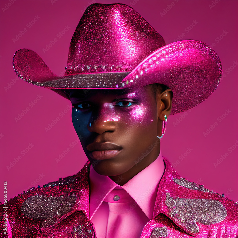 Breaking Stereotypes: Glitter-clad African American Cowboy in a Bold ...