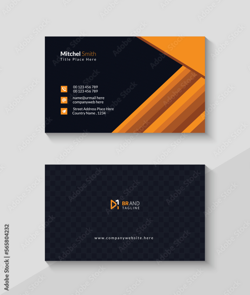 Business card design with black background, Clean and minimal name card ...
