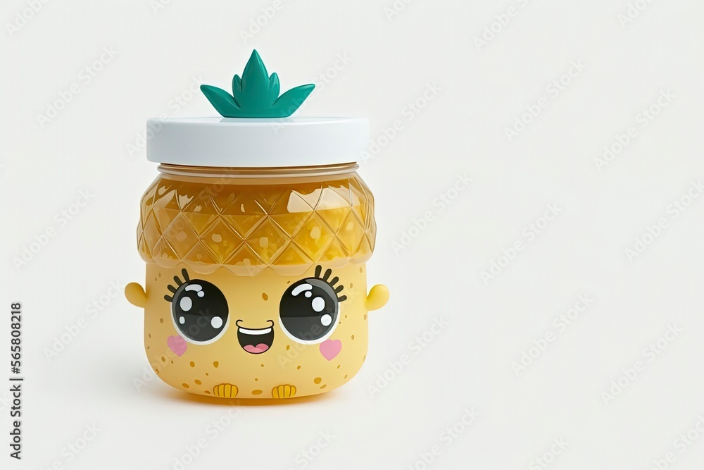 Cute pineapple jam icon isolated on white. Cute pineapple jam ...