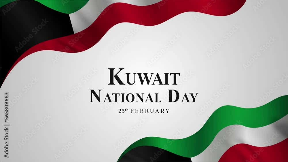 Kuwait National Day Animation with waving flag and text, 4k Kuwait ...
