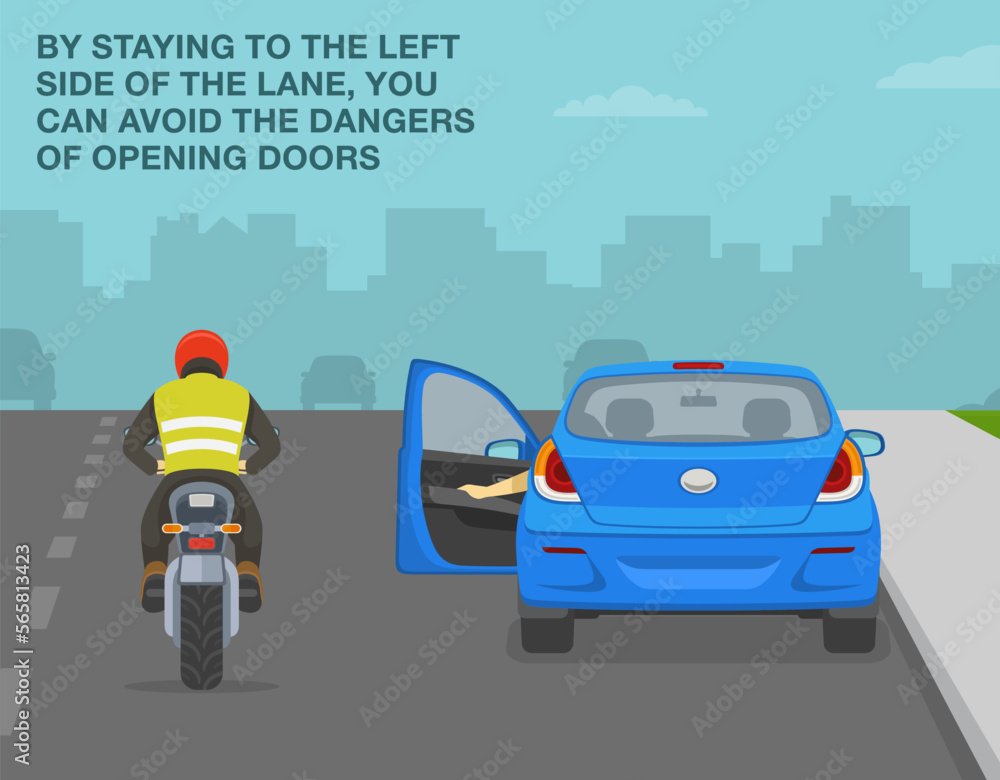 Vetor de Safe motorcycle riding rules and tips. By staying to the left ...
